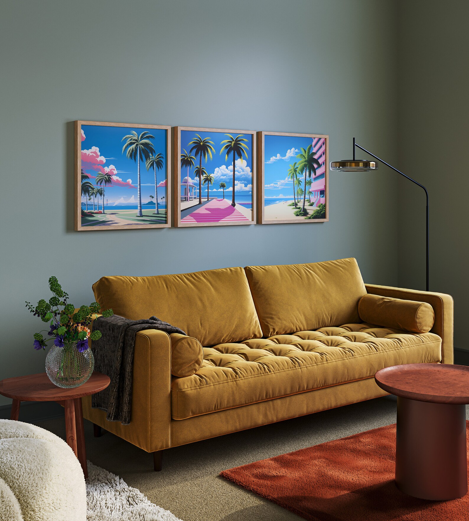 Palm Beach Set of 3 Digital Download | Hiroshi Nagai Style Wall Art - Etsy