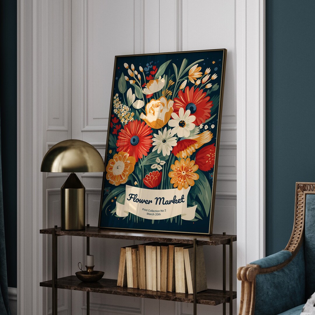 Flower Market Print No2, Boho Flower Art, Bedroom Wall Decor, Living Room Print, Poster ...