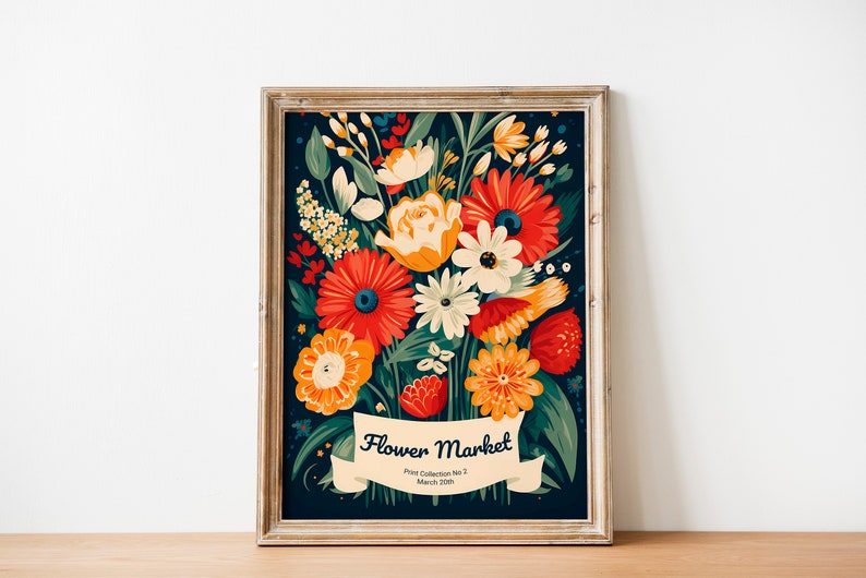 Flower Market Print Set of 3, Boho Flower Art, Bedroom Wall Decor ...