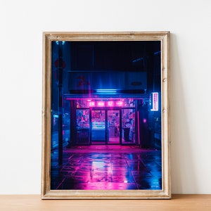 Tokyo Night Life Poster: Neon Coffee Shop Photography, Japan Art - Etsy