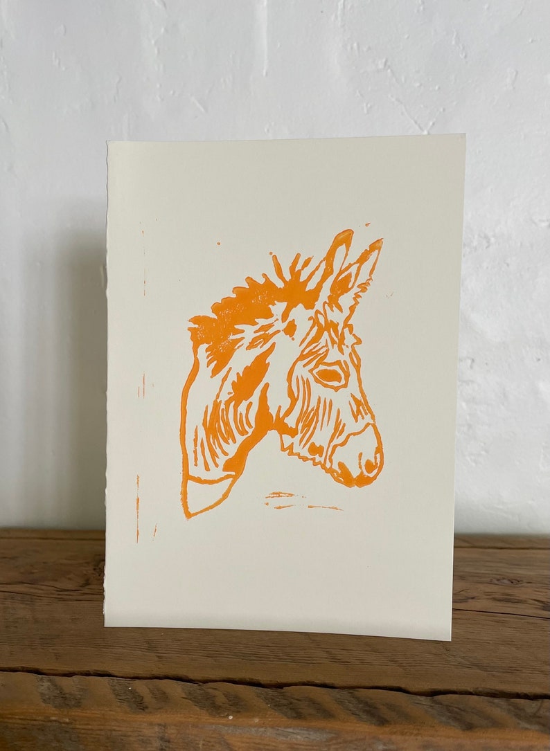 Hand Stamped Donkey Greeting Card (BLANK) - Etsy