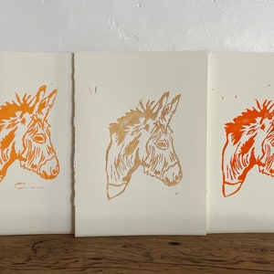 Hand Stamped Donkey Greeting Card (BLANK) - Etsy