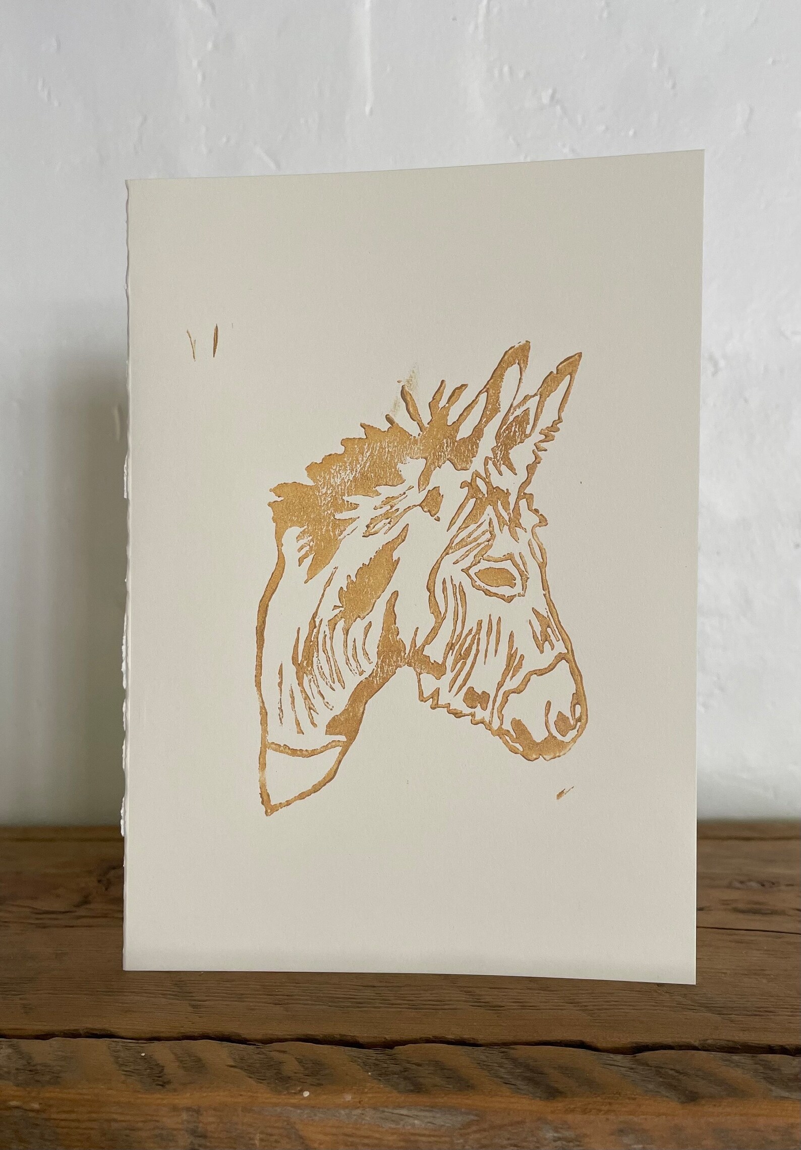 Hand Stamped Donkey Greeting Card (BLANK) - Etsy