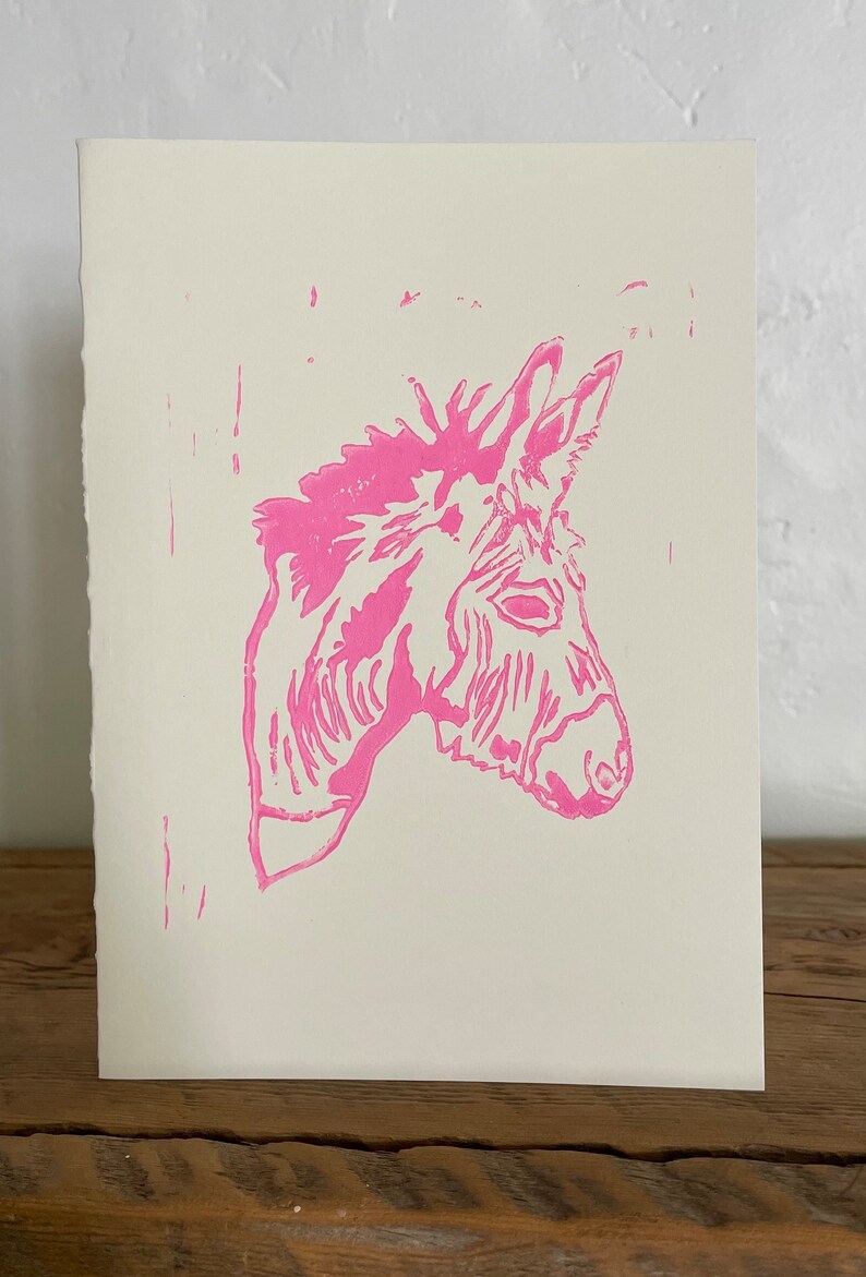Hand Stamped Donkey Greeting Card (BLANK) - Etsy