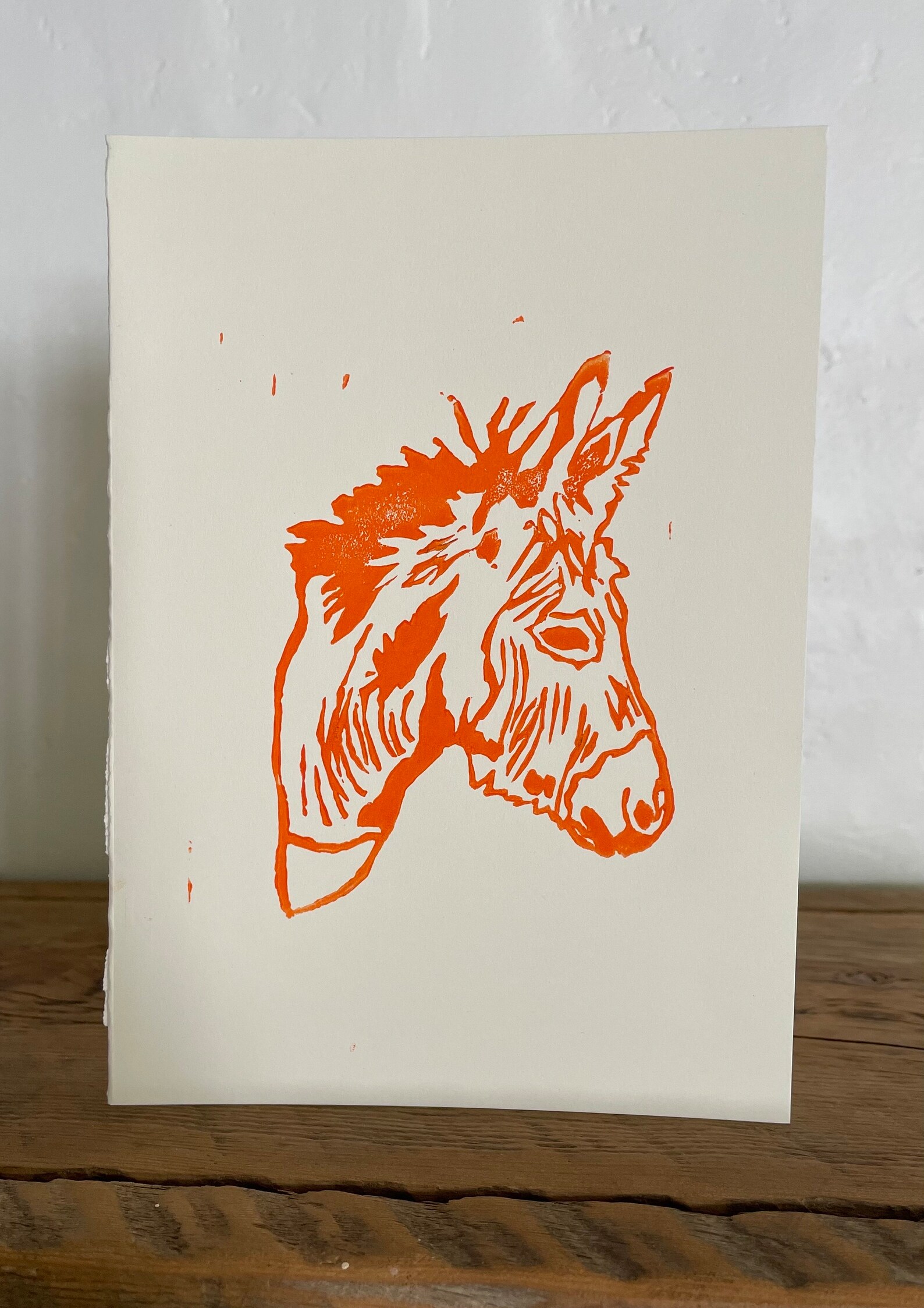 Hand Stamped Donkey Greeting Card (BLANK) - Etsy