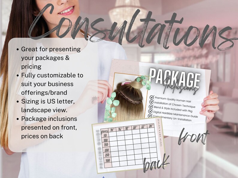 EDITABLE Hair Extension Consultation Bundle Packages & Pricing Guide ...