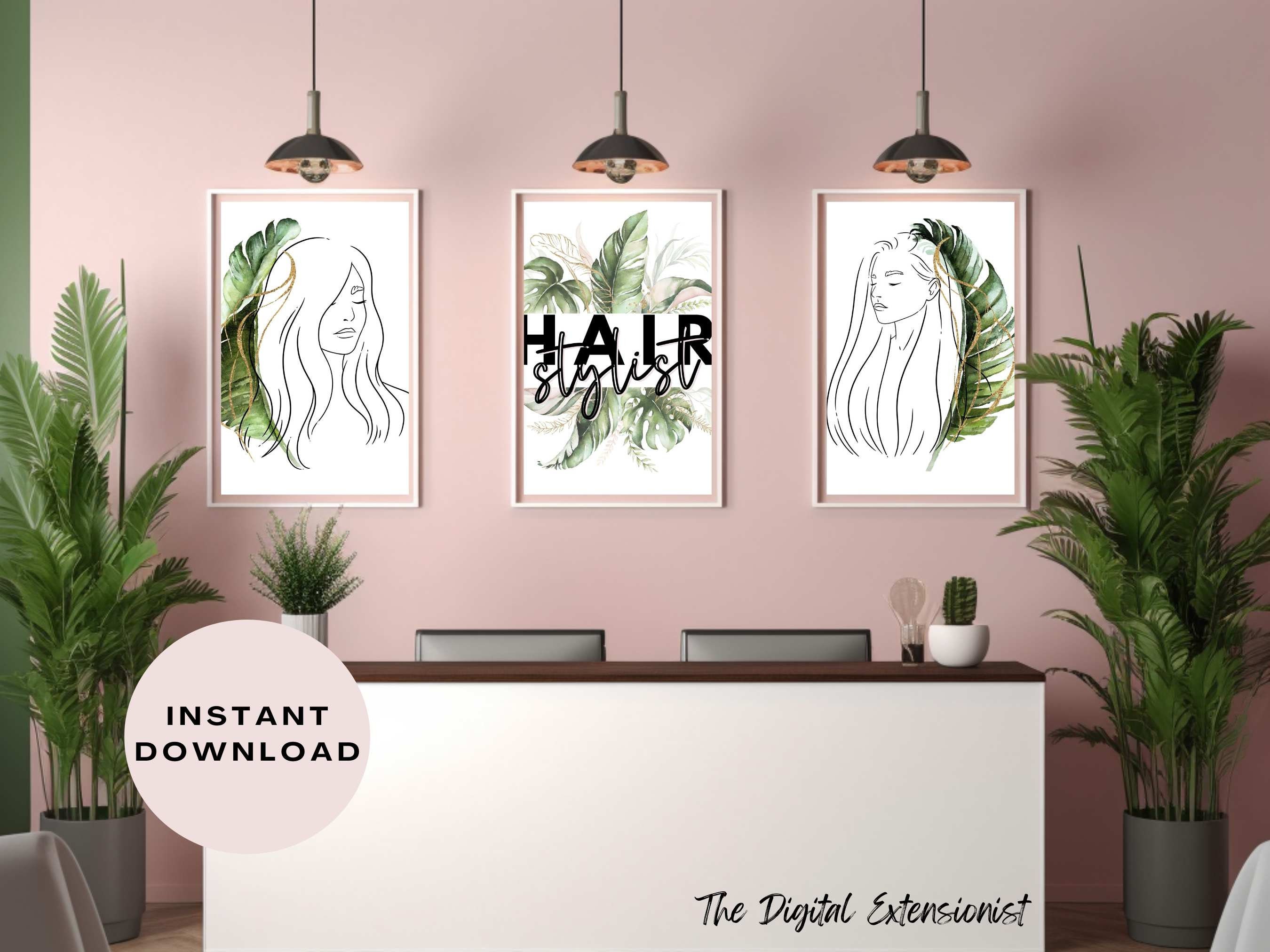 Hairstylist Printable Wall Art Set of 3, Digital Artwork for Hair Salon ...