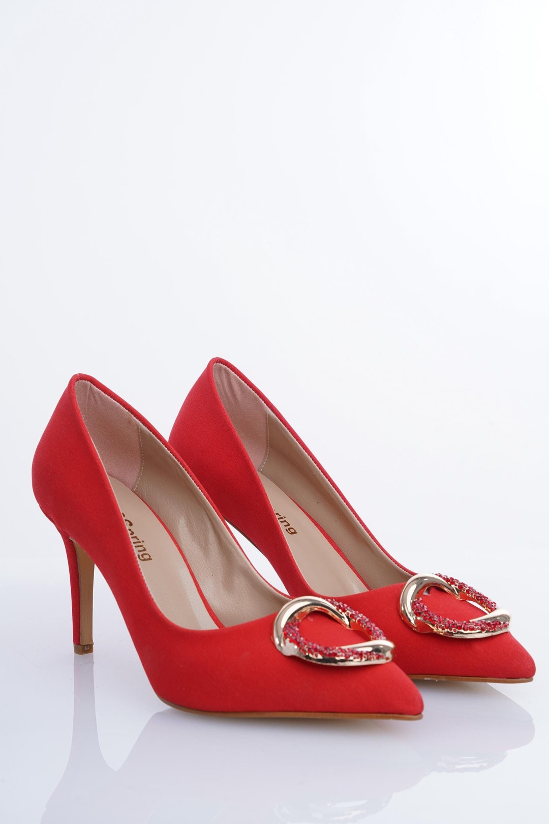 Red Heels Stone Embellished Formal Shoes Evening Heels for Weddings ...