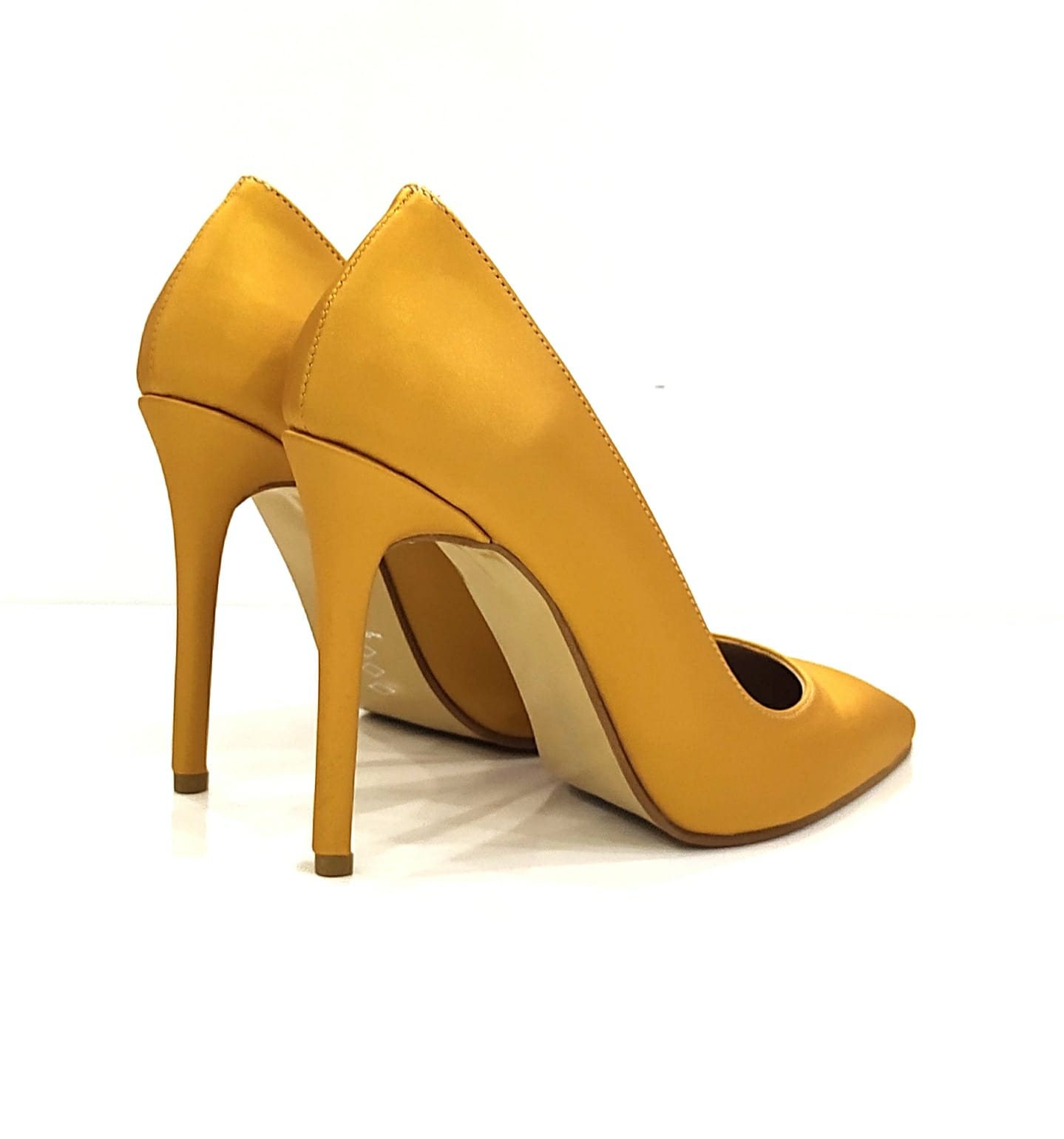Yellow Satin Stiletto Heels Daisy Color Thin Heeled Women's Shoes ...