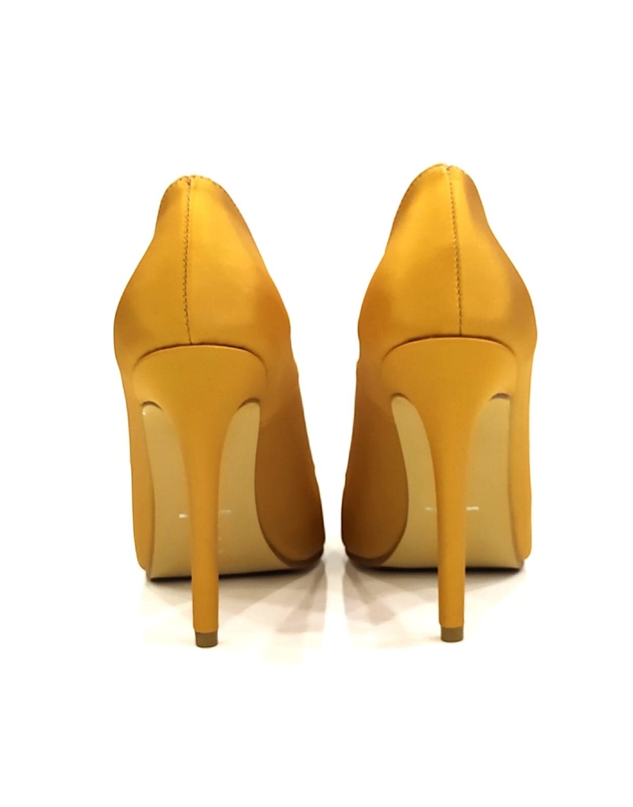 Yellow Satin Stiletto Heels Daisy Color Thin Heeled Women's Shoes ...
