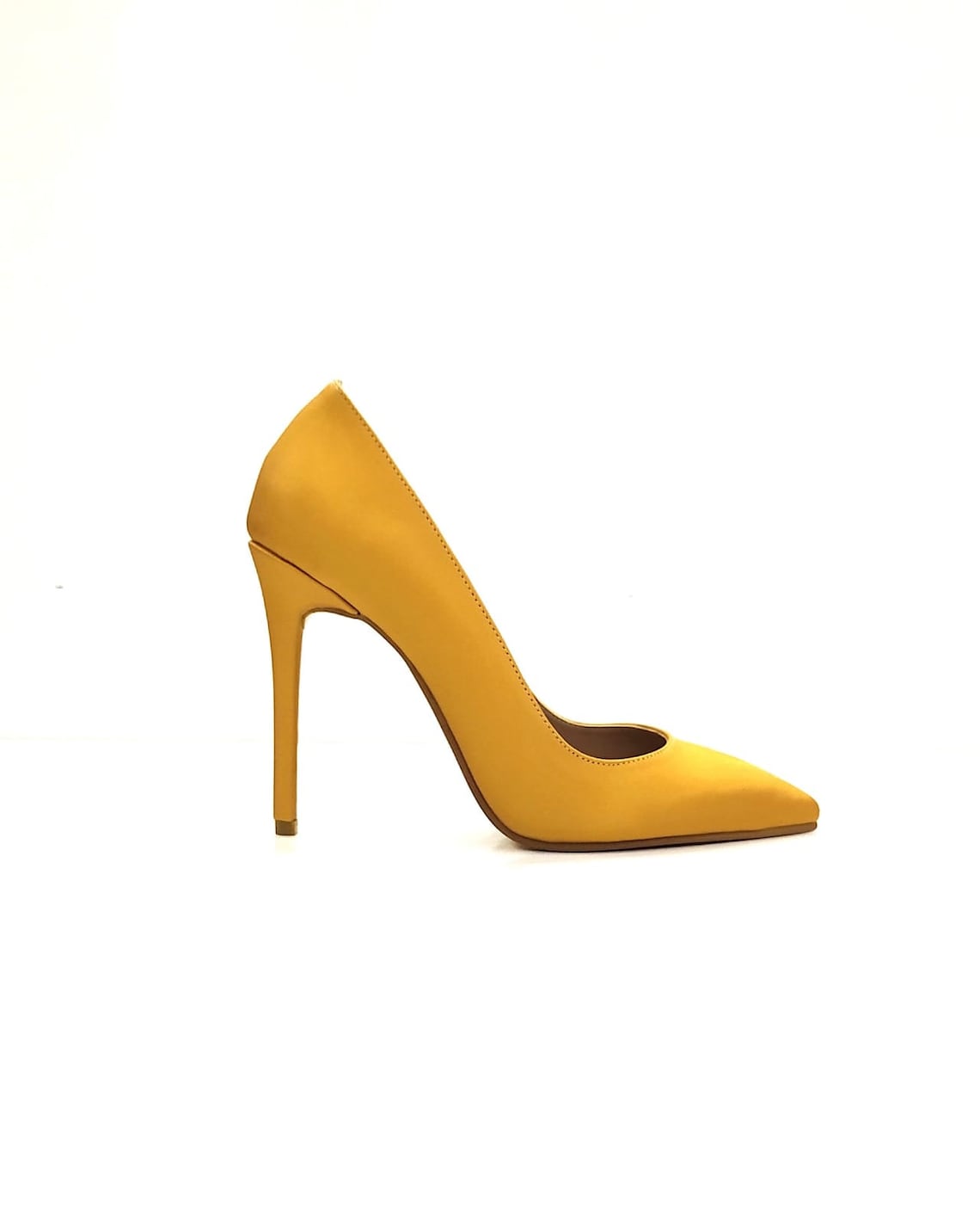Yellow Satin Stiletto Heels Daisy Color Thin Heeled Women's Shoes ...