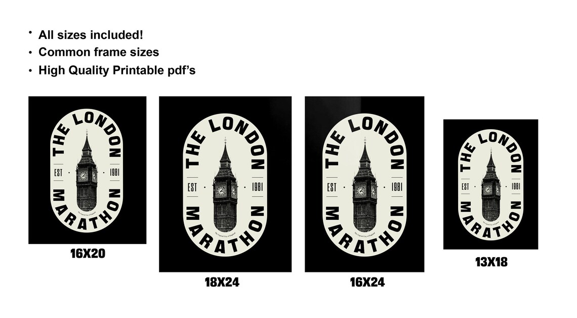 Vintage London Marathon Poster London Marathon Runner Gift for Runner ...