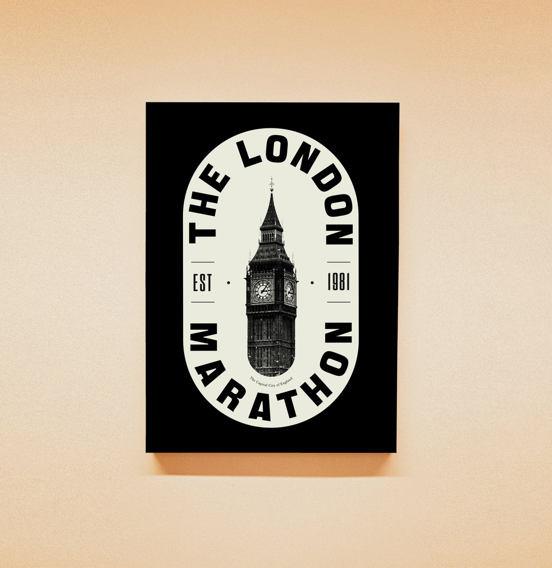 Vintage London Marathon Poster London Marathon Runner Gift for Runner ...