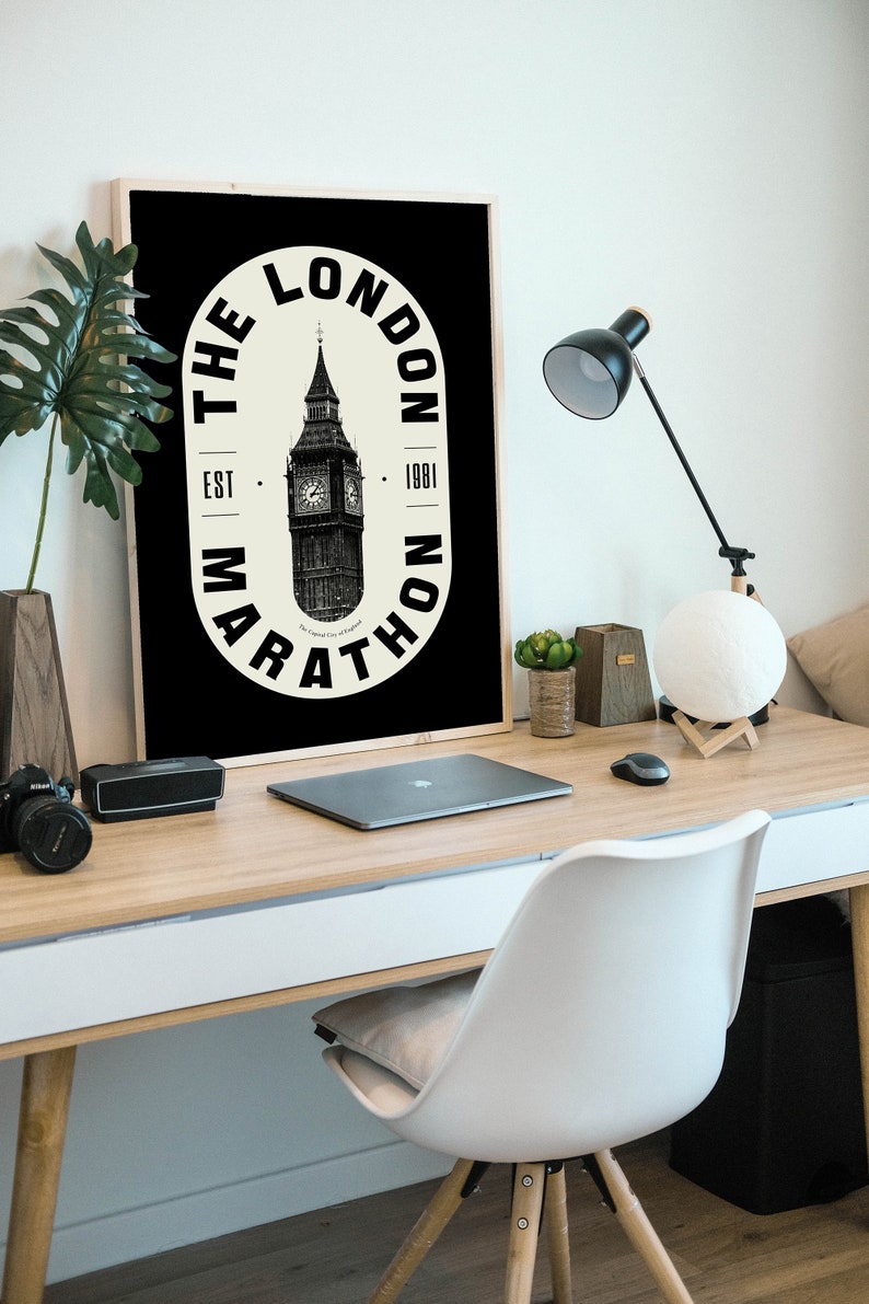 Vintage London Marathon Poster London Marathon Runner Gift for Runner ...