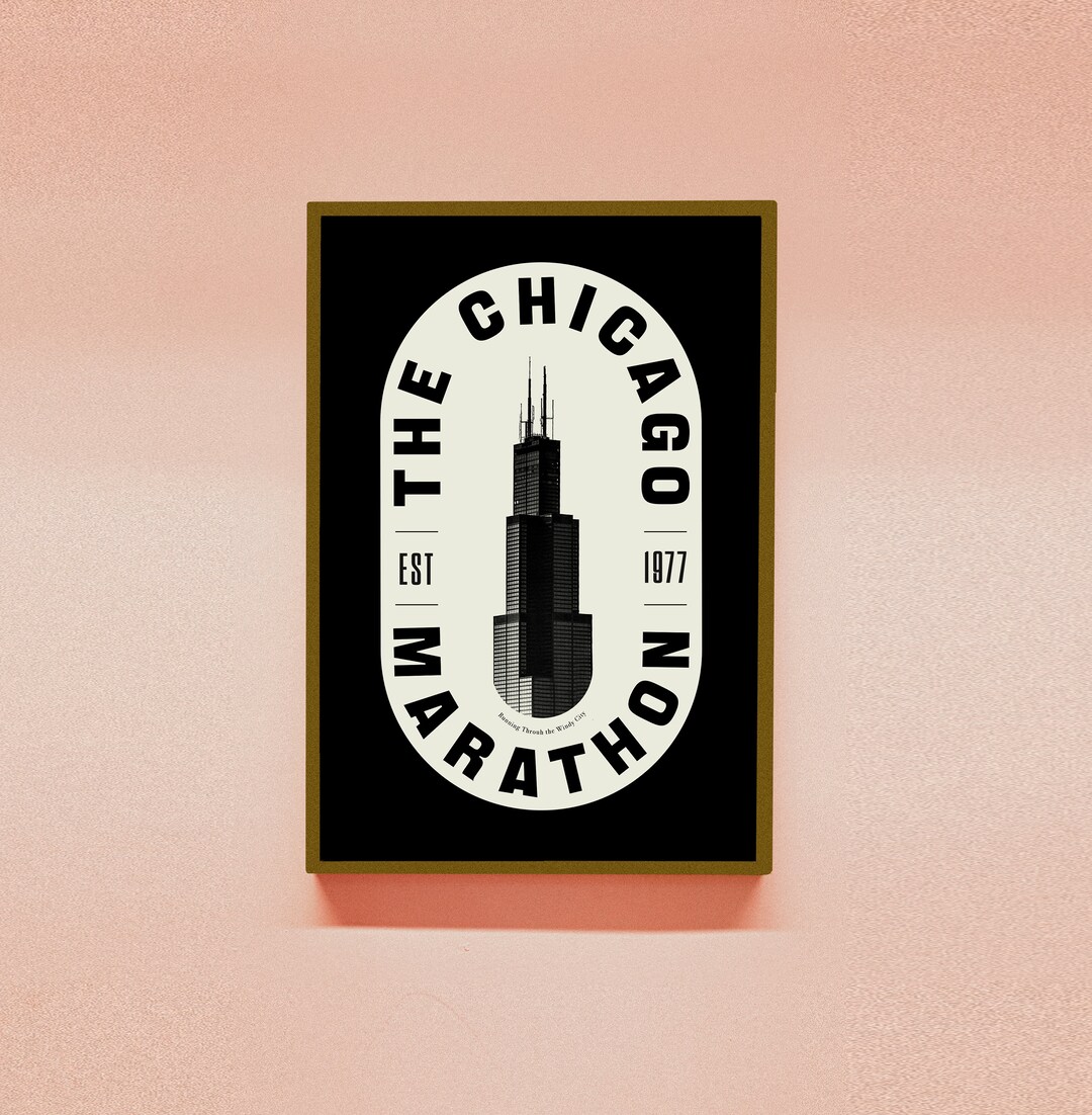 Vintage Chicago Marathon Poster Chicago Marathon Runner Gift for Runner ...