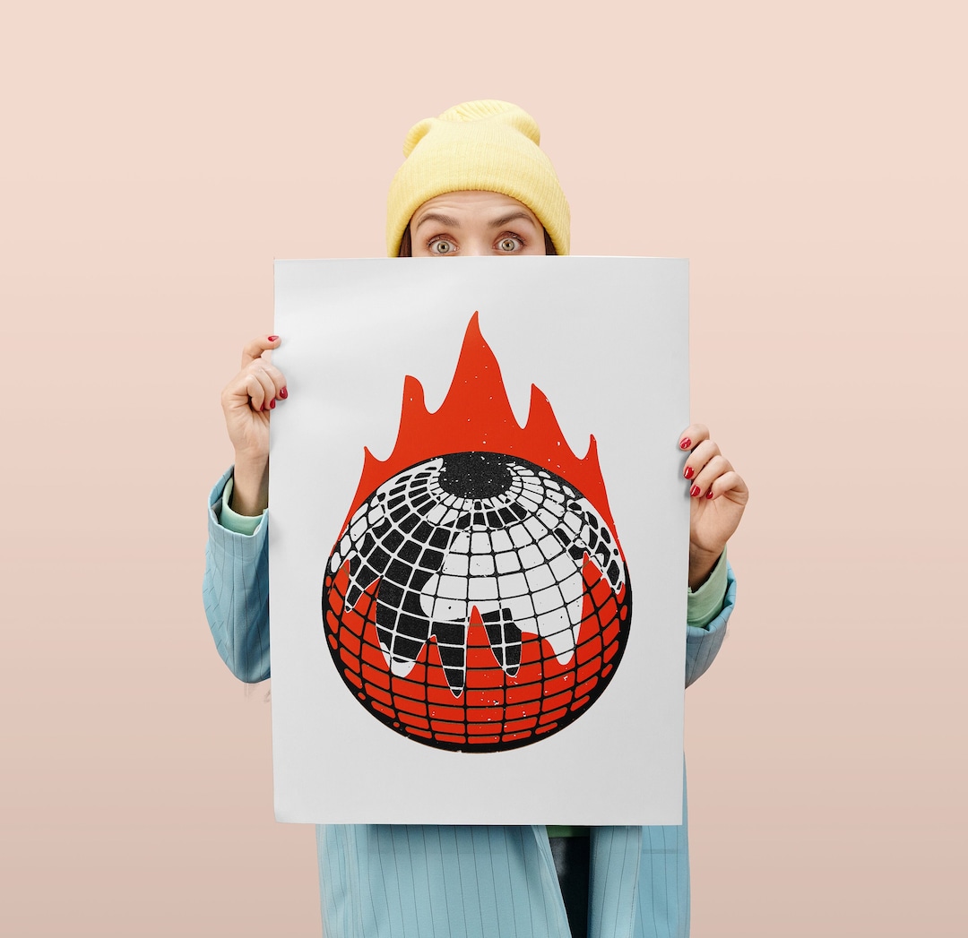 Earth Poster Activism Art Activist Gift World Burning Poster End of the ...
