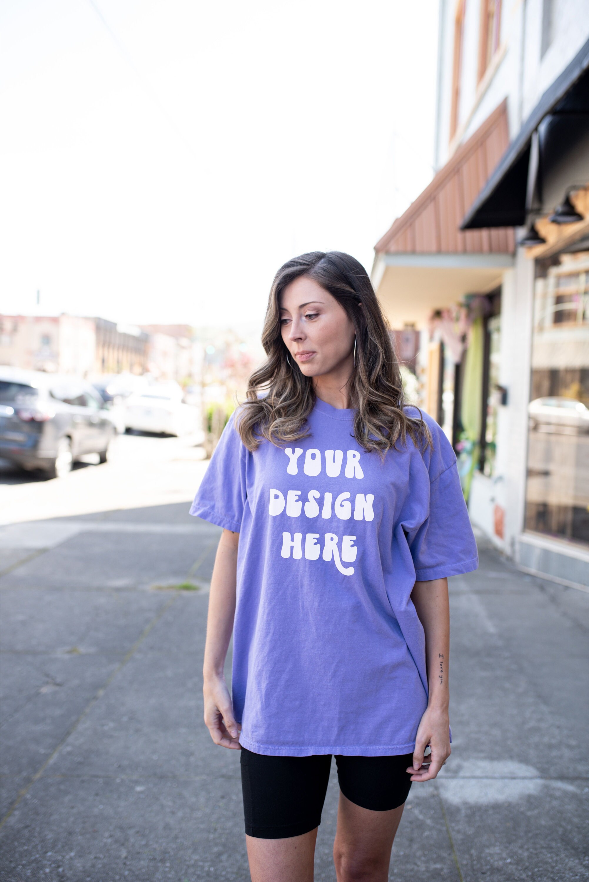 Comfort Colors C1717 Violet Mockup Oversized Shirt Mockup Model Mockup ...