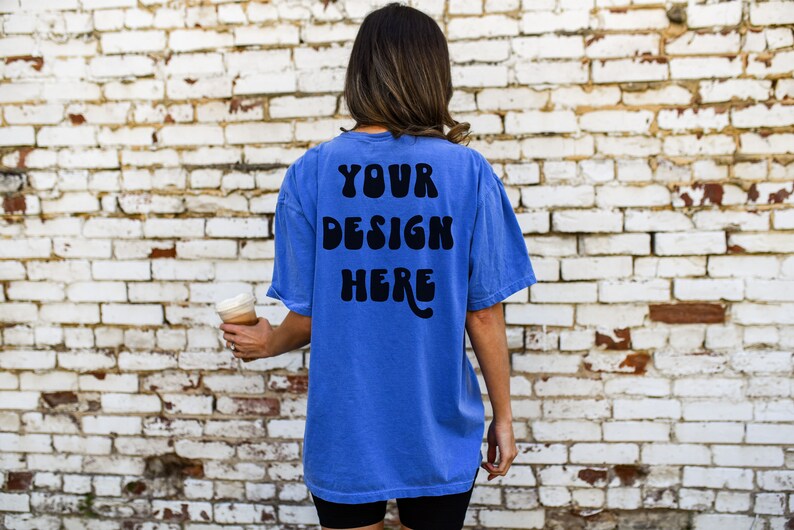 Comfort Colors C1717 Flo Blue Mockup Oversized Shirt Mockup Model ...