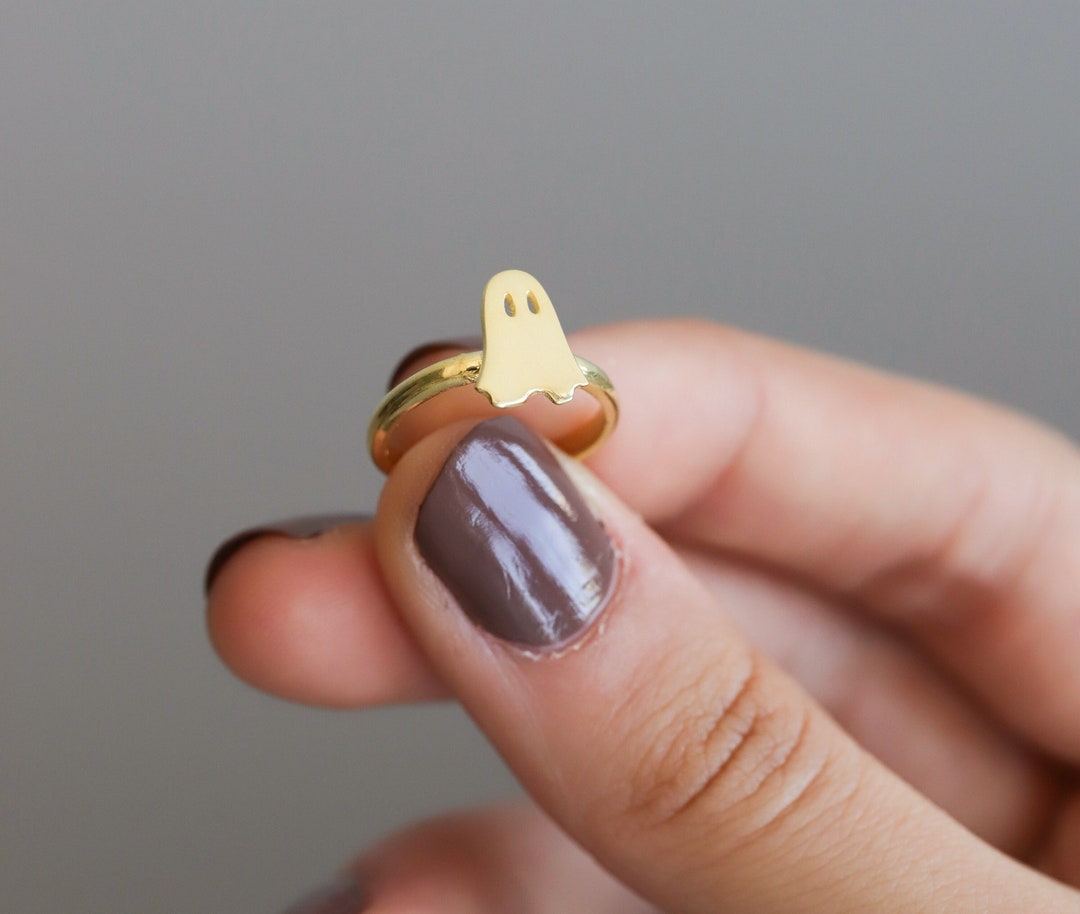 Adjustable Tiny Halloween Ghost Ring, Unique Minimalist Cute Spooky ...