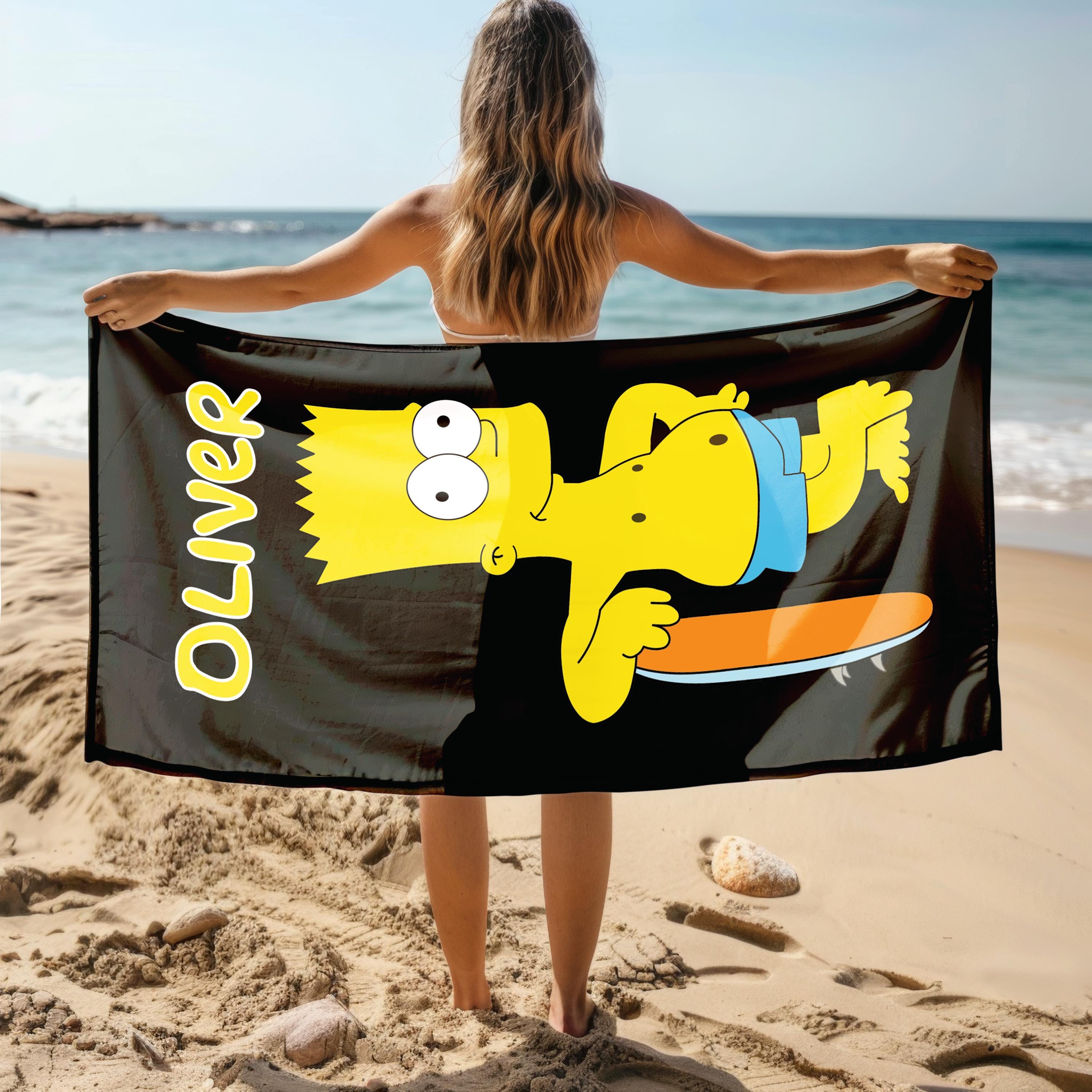 Custom Simpsons Towel, Simpsons Bart Towel, Soft and Absorbent Towel, Nametowels, Custom Cartoon ...