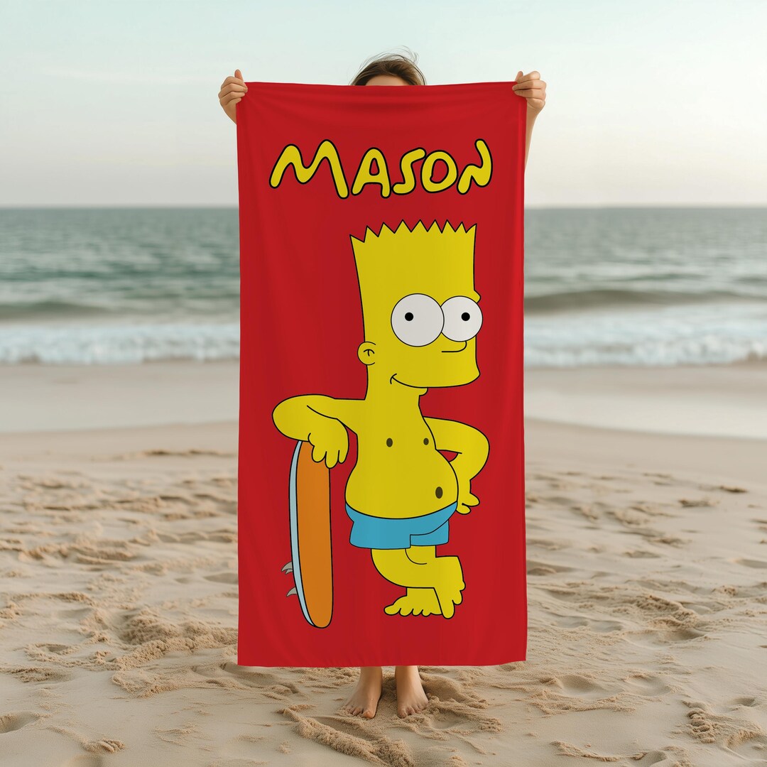 Custom Simpsons Towel, Simpsons Bart Towel, Soft and Absorbent Towel, Nametowels, Custom Cartoon ...