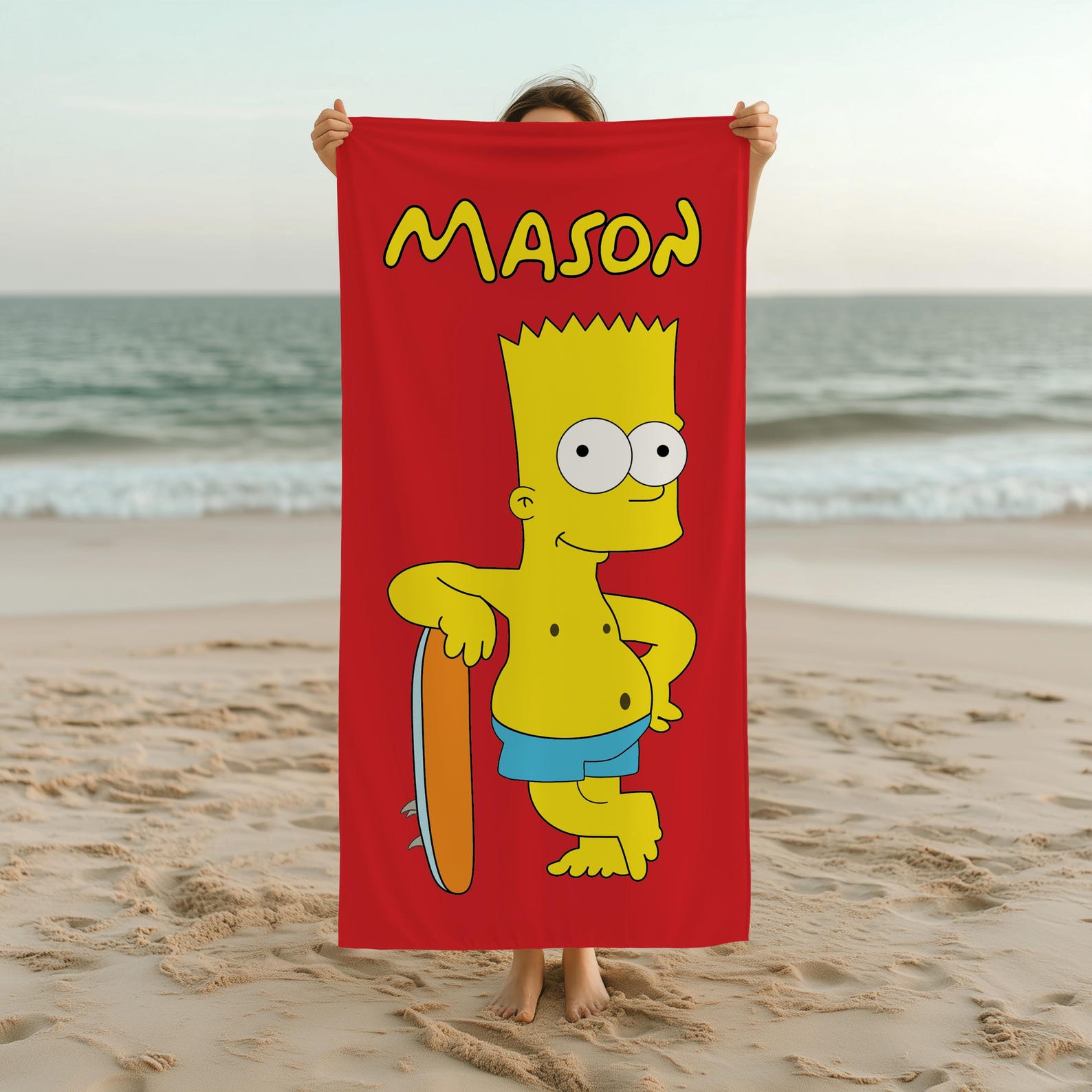 Custom Simpsons Towel, Simpsons Bart Towel, Soft and Absorbent Towel, Nametowels, Custom Cartoon ...