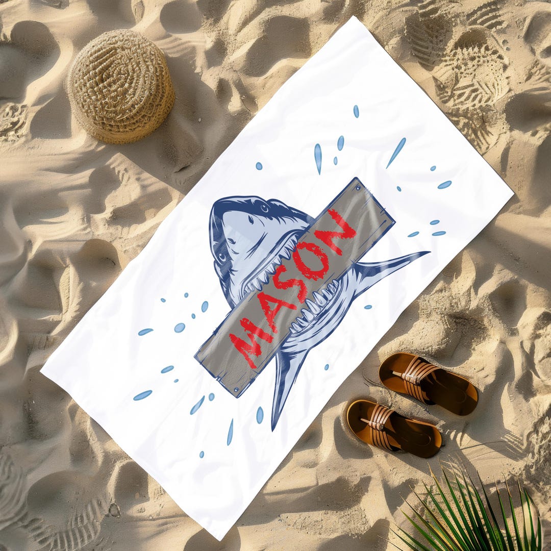 Custom Shark Towel, Summer Ocean Towel, Soft and Absorbent Towel, Fish ...