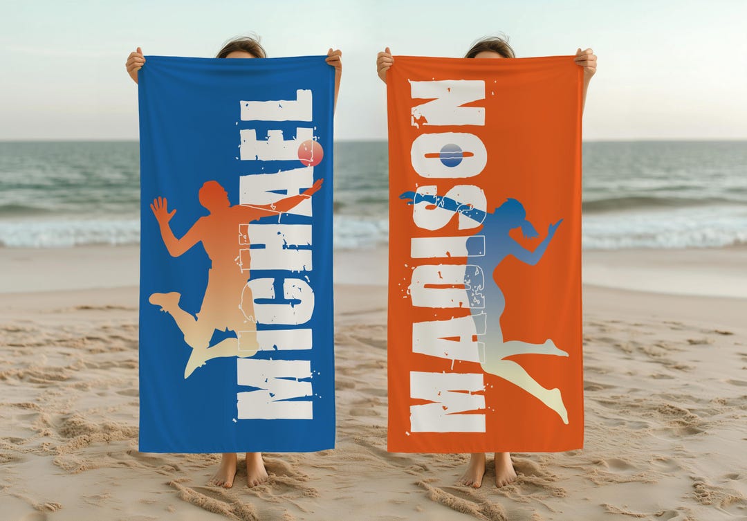 Volleyball Beach Towel, Custom Beach Sport Towels, Gift for Sportlovers ...