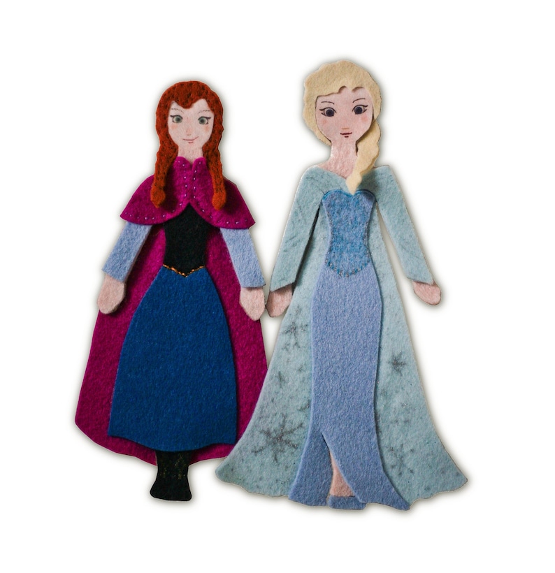 Felt Paper Doll Pattern, PDF Pattern Frozen Inspired Elsa and Anna Felt ...