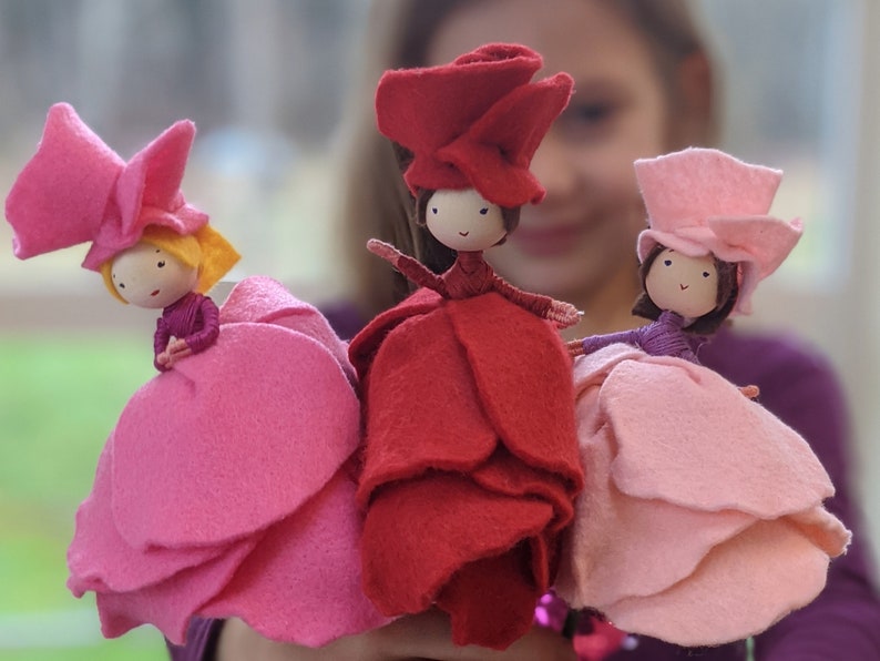 Reversible Rose Fairy Doll Pattern - Felt Flower Sewing Pattern (PDF ...