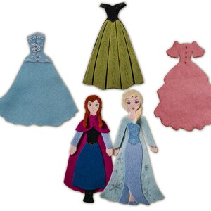 Felt Paper Doll Pattern, PDF Pattern Frozen Inspired Elsa and Anna Felt ...