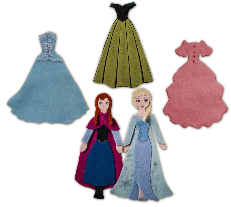 Felt Paper Doll Pattern, PDF Pattern Frozen Inspired Elsa and Anna Felt ...