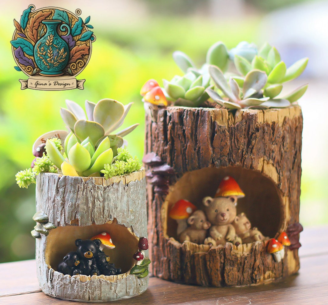 Animal Planter Cute Bear Planter Cute Ornament Plant Pot - Etsy UK