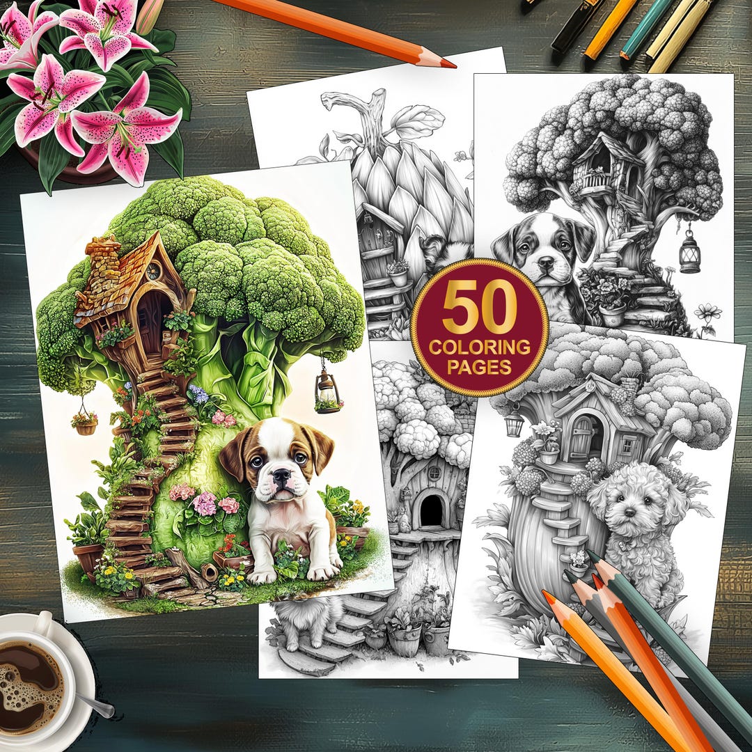 50 Veggie Dog House Coloring Pages | Printable Fantasy Coloring Sheets ...