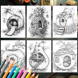 50 Fruit House Coloring Pages | Printable Fantasy Coloring Sheets ...