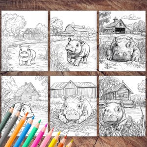 50 Adorable Baby Hippo Coloring Pages | Printable Art for Adults + Kids ...