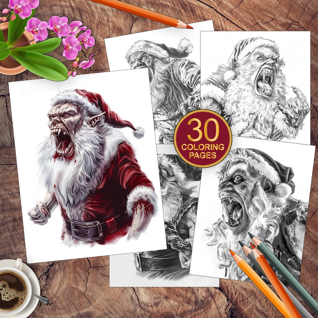 30 Halloween Scary Santa Coloring Pages Halloween Coloring Pages Adult ...