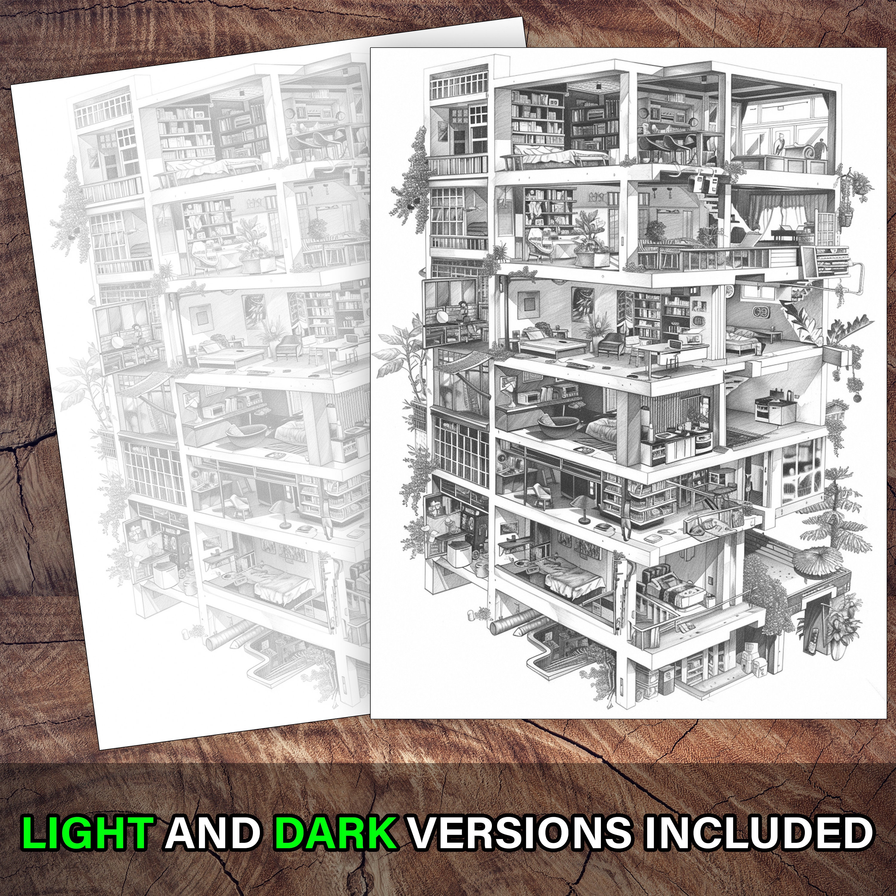 50 Apartment Homes Coloring Pages House Adult Coloring Pages Digital ...