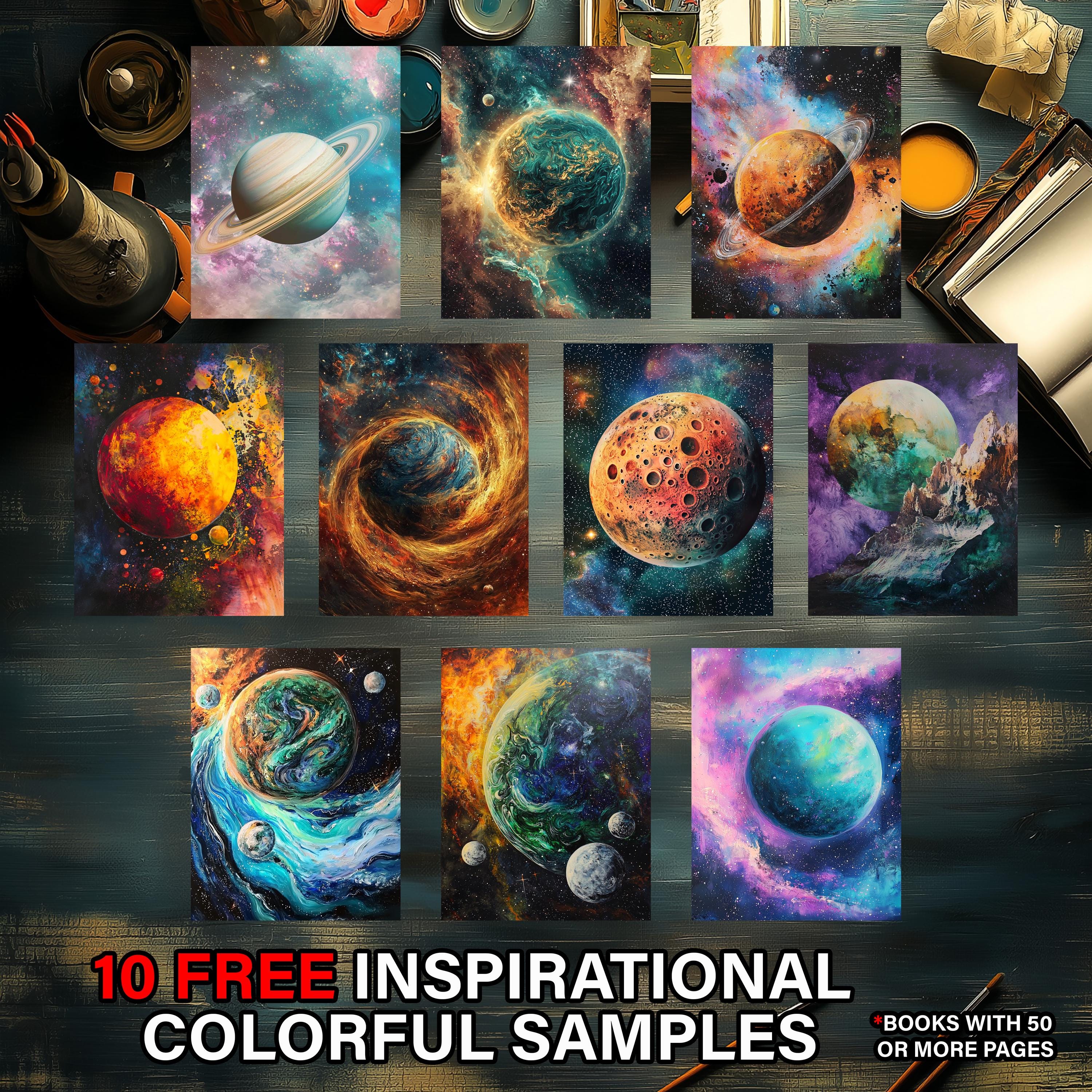 50 Celestial Moon Coloring Pages - Printable Space Art - Instant ...
