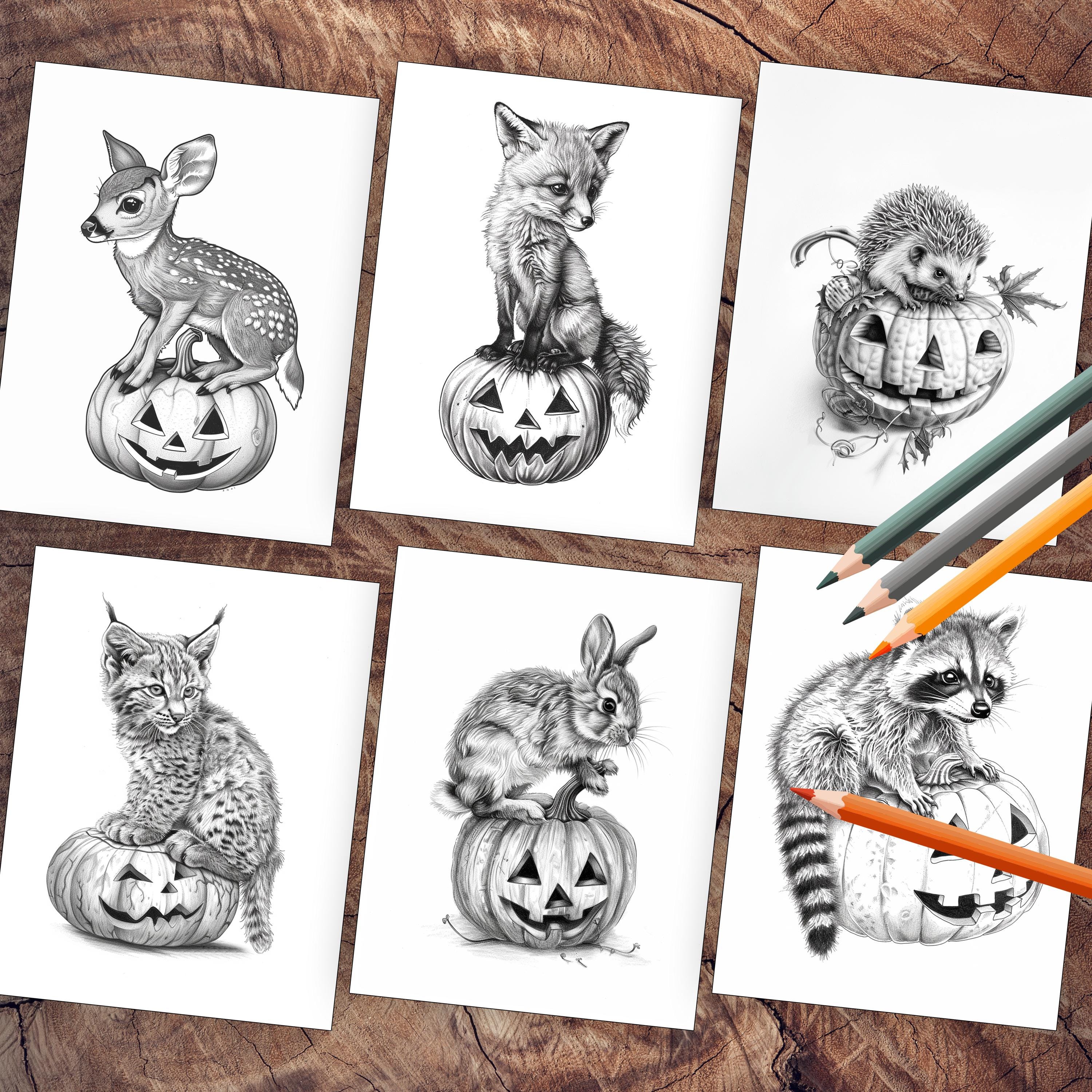 50 Woodland Animals Halloween Coloring Pages | Adults + Kids Instant ...