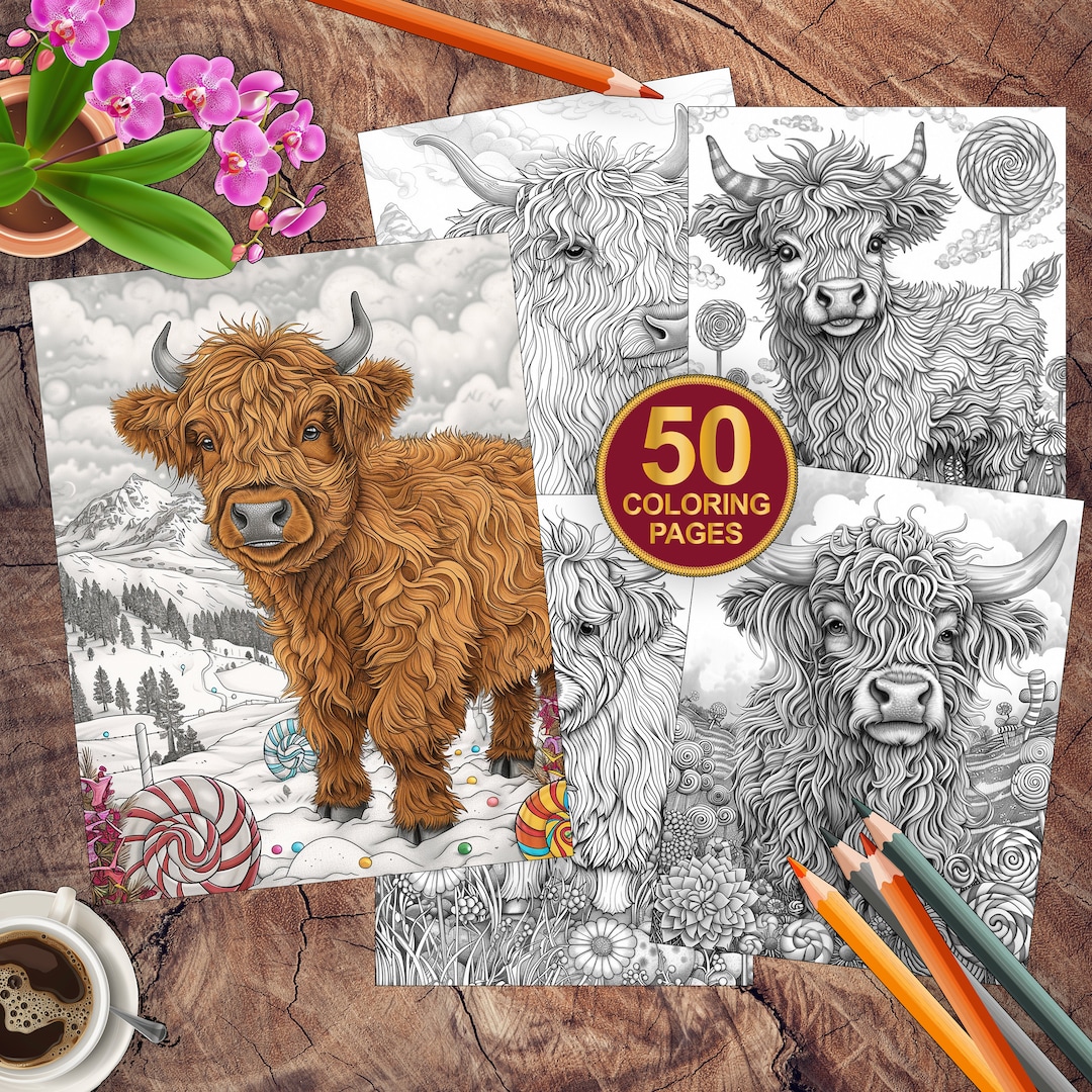 50 Cute Baby Highland Cow Coloring Pages | Coloring Sheets | Printable ...