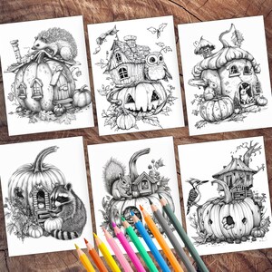 50 Woodland Creatures Coloring Pages | Woodland Halloween Animals in ...