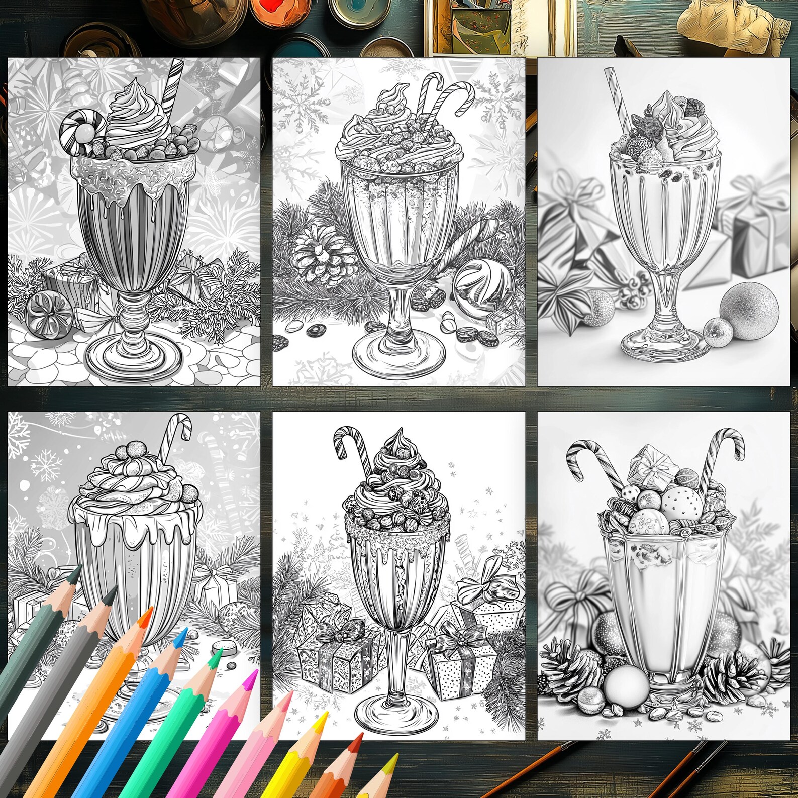 50 Coloring Pages for Holiday Desserts | Sweet Treats Instant Download ...