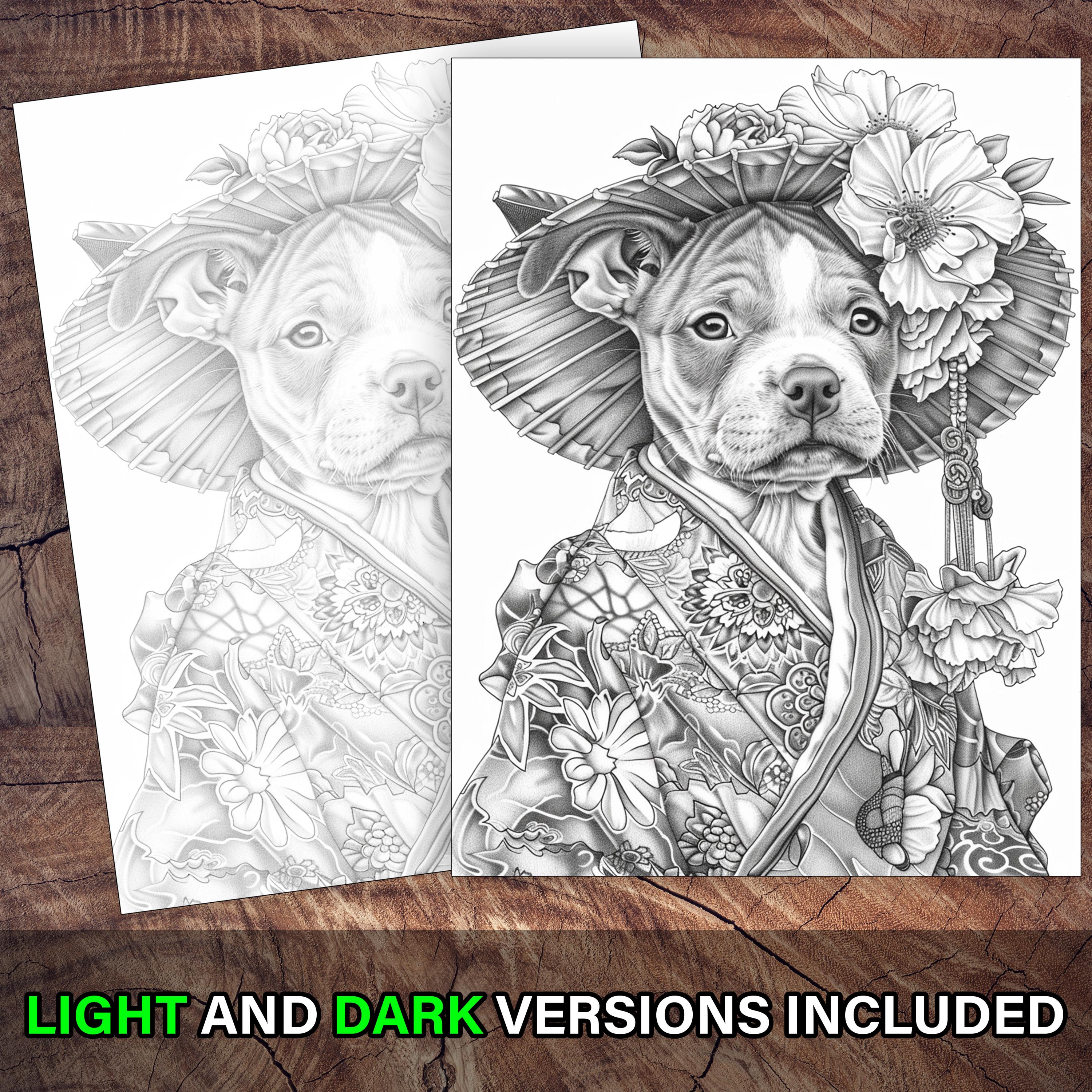 50 Puppies Wearing Japanese Clothing | Dogs Coloring Pages | Adults ...