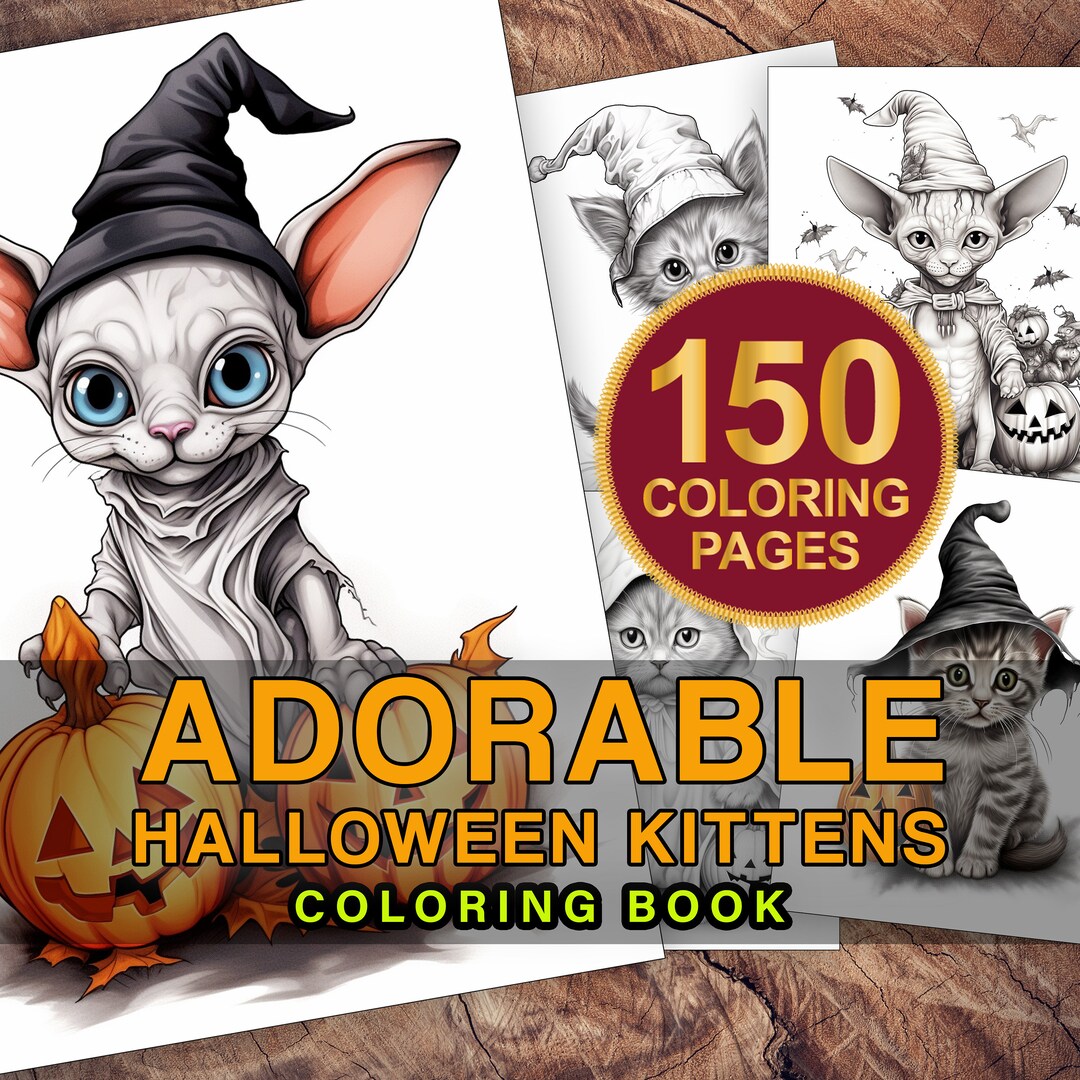 150 Halloween Kittens Coloring Page Book Cat Lover Coloring Book Cats ...