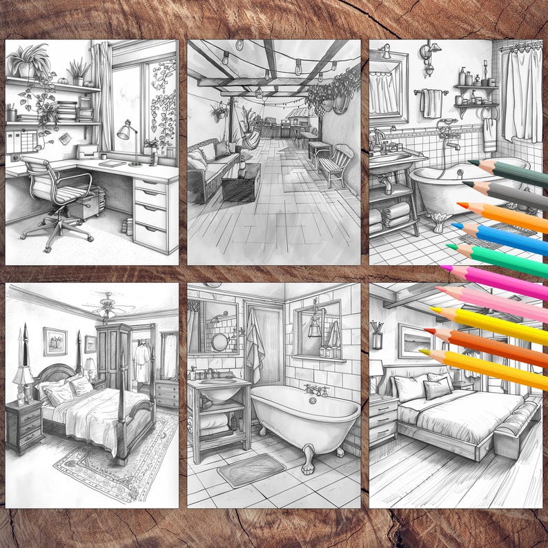 50 Interior Design Coloring Pages | Interior Home Decorating Coloring ...