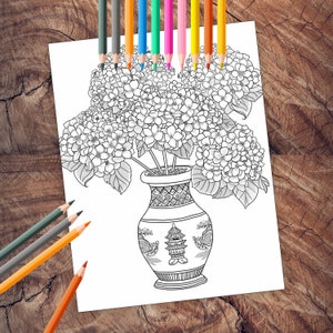 50 Easy Flower Vases Coloring Pages | Flower Birthday Activity Coloring ...