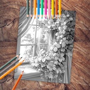 50 Floral Windows Coloring Pages | Beautiful Floral Window Coloring ...