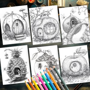 50 Fruit House Coloring Pages | Printable Fantasy Coloring Sheets ...