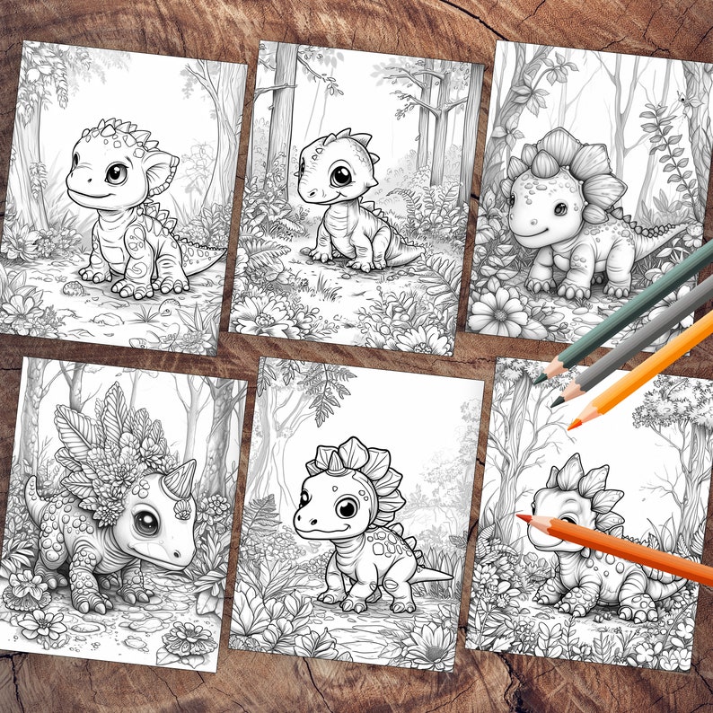 400 Dinosaurs Coloring Pages Vol 1 | Instant Digital Download ...
